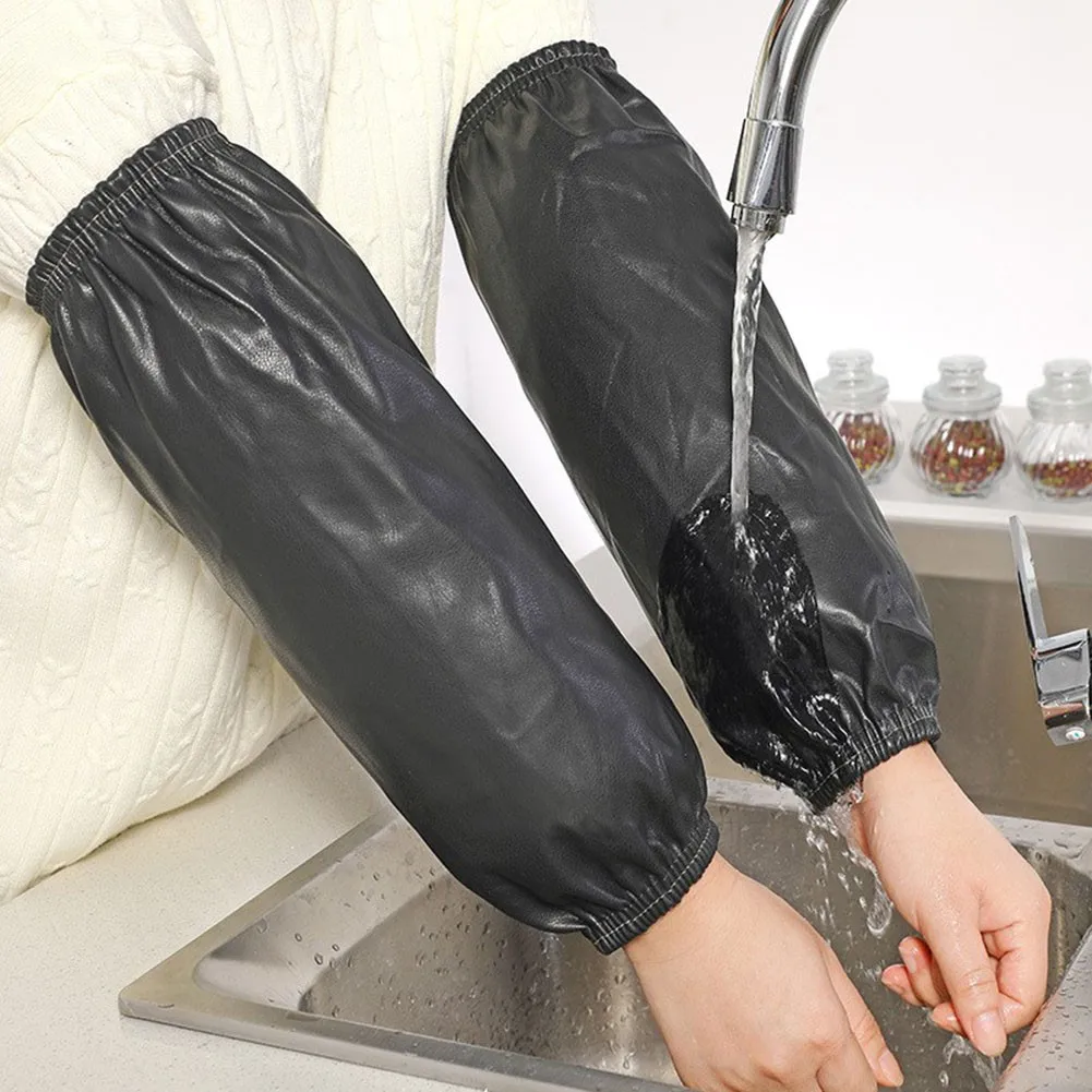 1Pair-Thick-Black-Oversleeve-Waterproof-Oilproof-Home-Kitchen-Cleaning ...