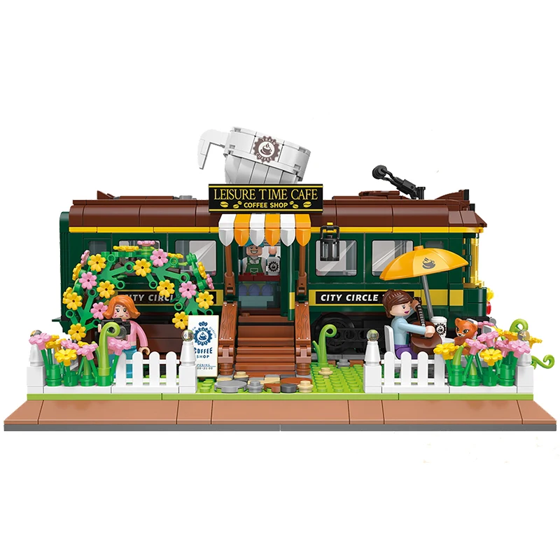 Creative-Expert-DZ6002-Mini-Brick-Train-Coffee-House-Cafe-Corner-Street ...