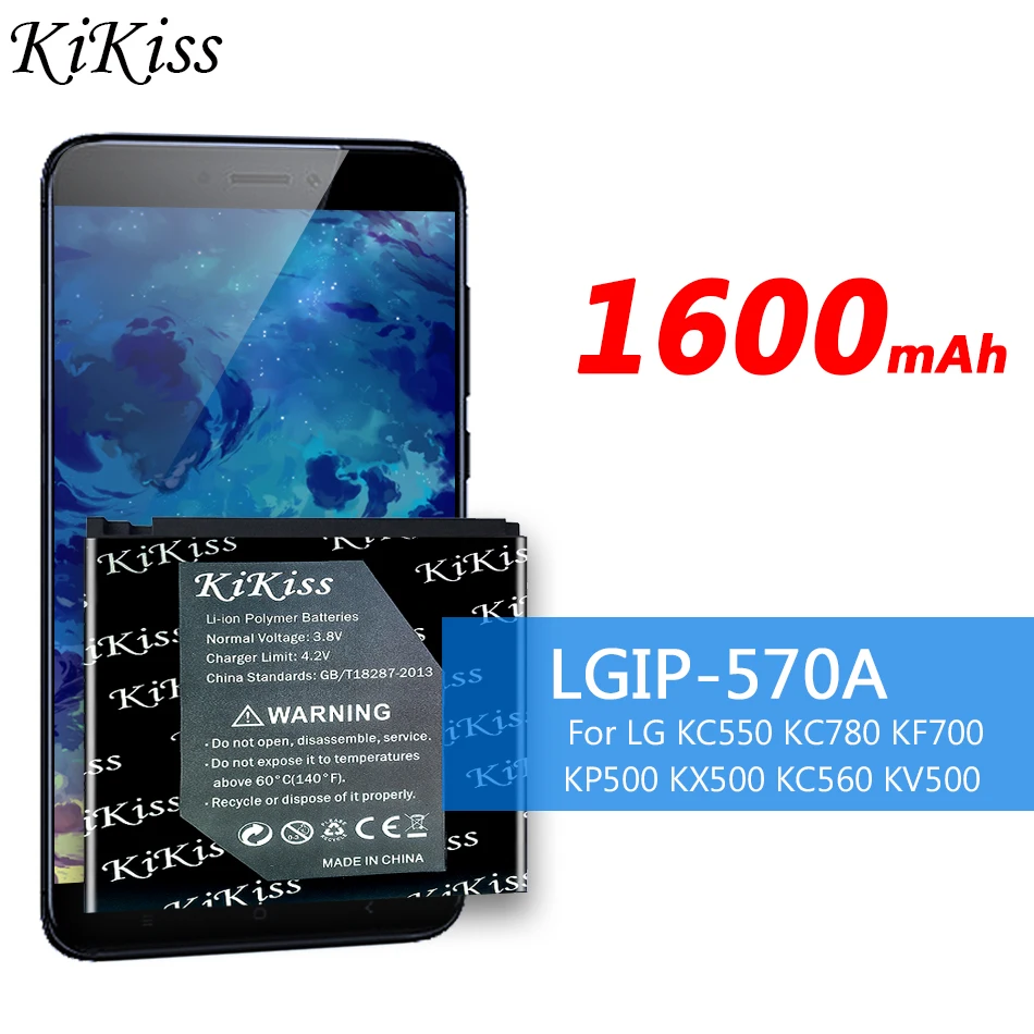 KiKiss-High-Capacity-1600mAh-LGIP-570A-Replacement-Battery-for-LG-KC550-KC780-KF700-KP500-KX500 ...