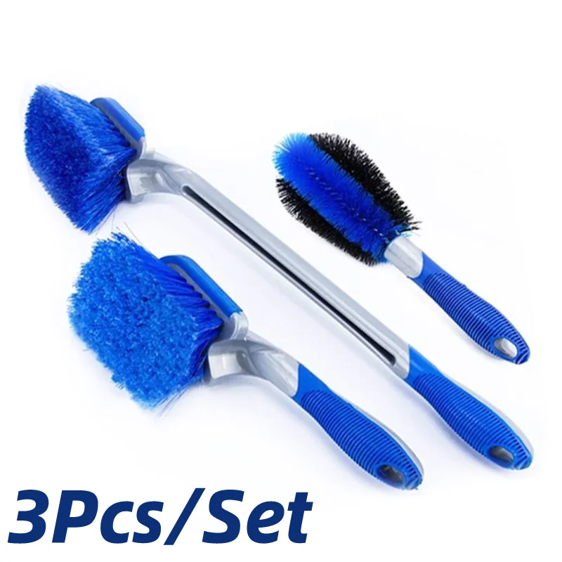 1-3PCS-Car-Wash-Tool-Wheel-Hub-Brush-Combination-Household-Blue-Tire ...