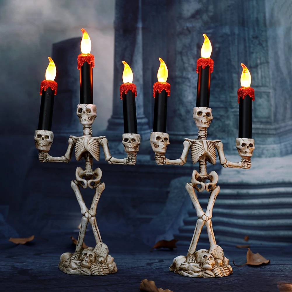 Decoraciones-de-Halloween-candelabro-LED-de-Calavera-calabaza-fantasma ...