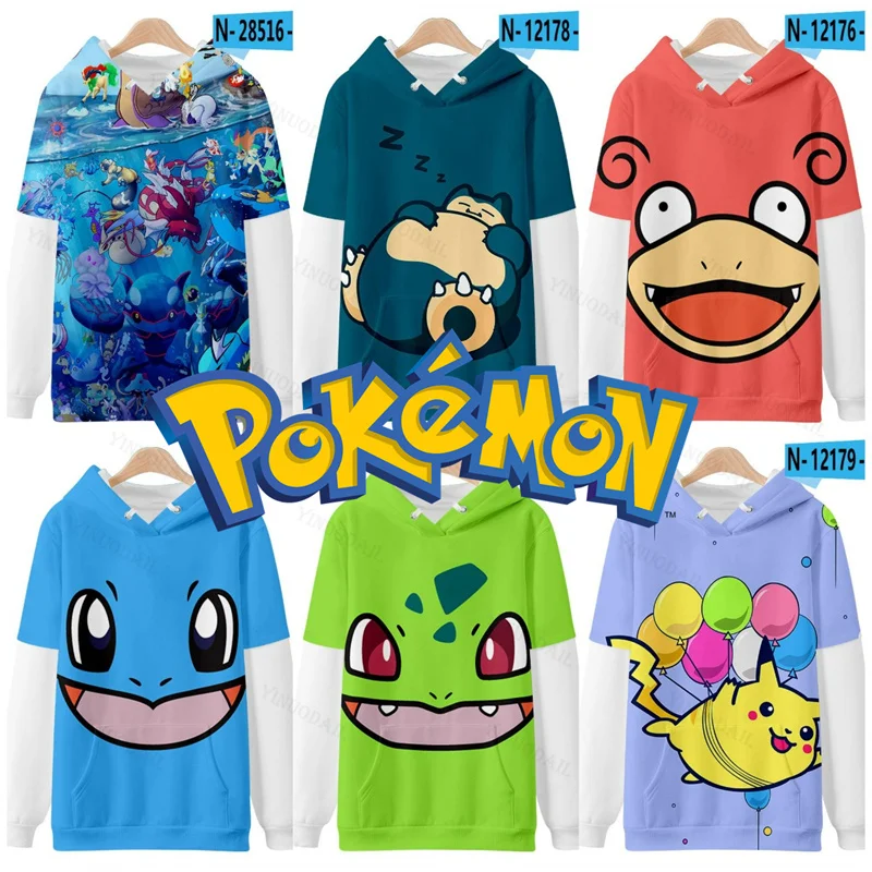 Pikachu Pokemon Sweatshirts Warm Hoodies Bulbasaur Charizard Oversized ...