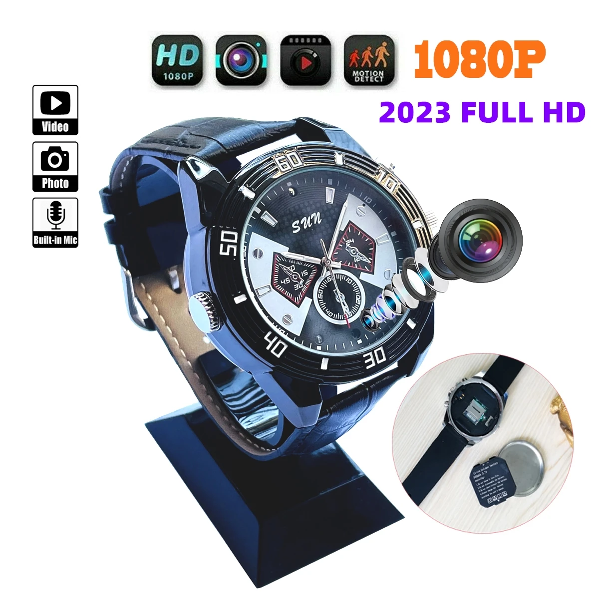 Minicámara portátil de 1080P HD para hombre, reloj con visión nocturna ...