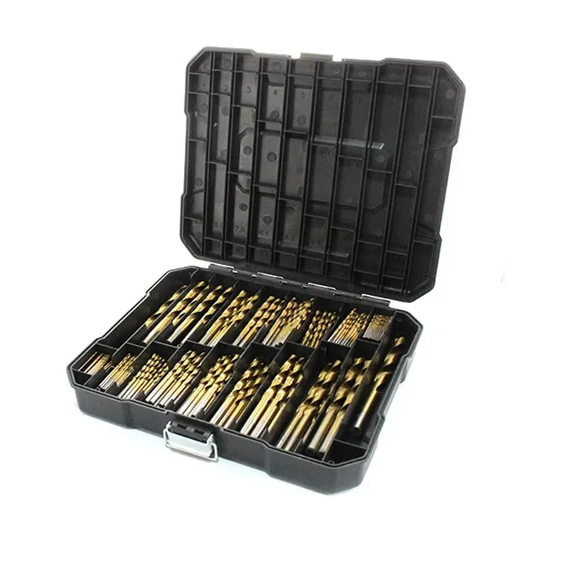 230PCS Titanium Coated Twist Drill Bit Set with Case 135°Tip Metric ...