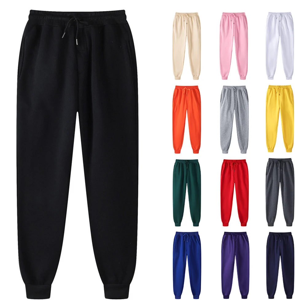 Plain Fleece Sweatpants Men Sportswear Black Jogging Pants Jogger ...