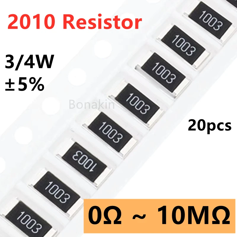 20pcs-2010-5-SMD-Resistor-0R10R20R22R100R120R200R330R470R510R1K1-5K2 ...