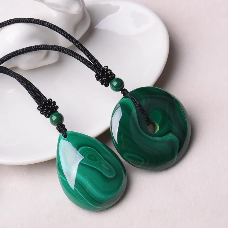 Natural-Jade-Malachite-Necklace-Pendant-Water-Drop-Doughnut-Pendant ...