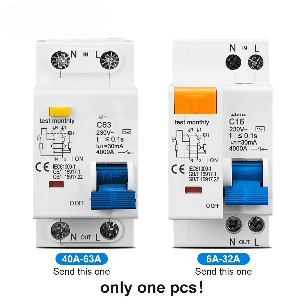 230V 1P+N Residual Circuit Breaker with over and Short Current Leakage ...
