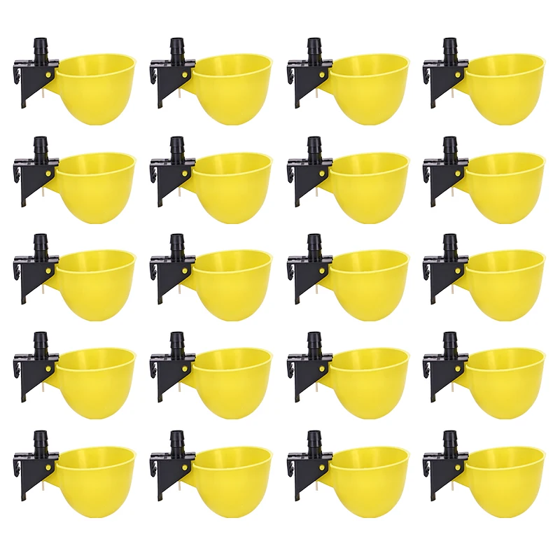 10/20 Pcs Automatic Chicken Quail Drinking Bowls Waterer Drinker Yellow ...