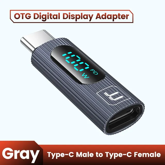 Toocki OTG Adapter 100W Digital Display USB Type C Male to Type C ...