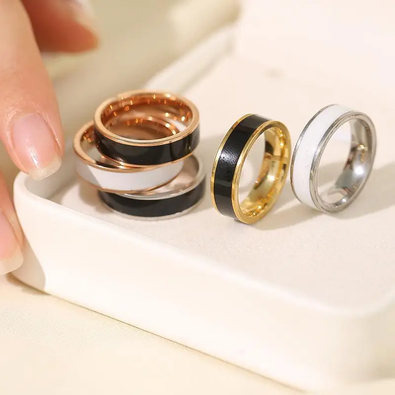 6mm-Women-Men-Simple-Rings-Gold-Color-Silver-Color-Stainless-Steel-Ring ...