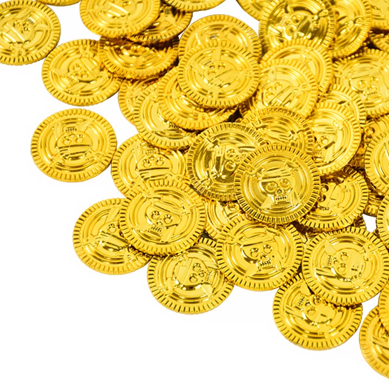 50-200Pcs-Plastic-Pirate-Gold-Coins-Kids-Birthday-Party-Decoration ...