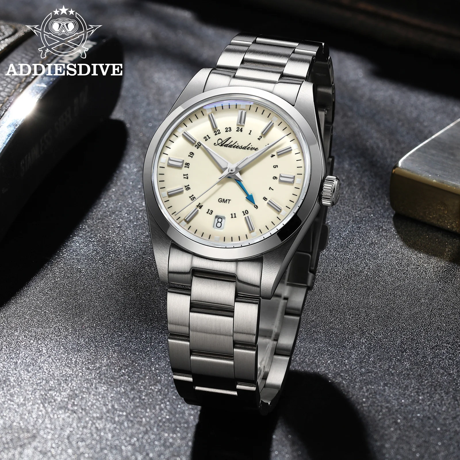 ADDIESDIVE-reloj-GMT-de-acero-inoxidable-316L-para-hombre-cron-grafo ...