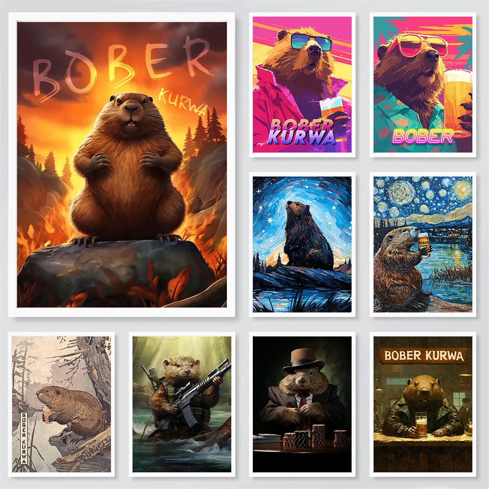 Spirit-Animal-Bober-Kurwa-Painting-Artwork-Poster-Canvas-Prints-Bober ...