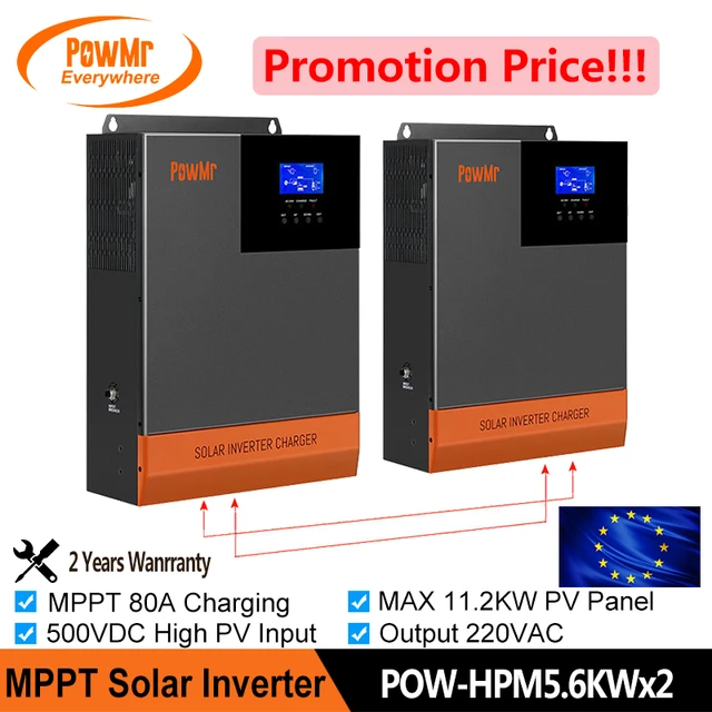 PowMr On Grid Solar Inverter Pure Sine Wave DC 48V To AC, 52% OFF