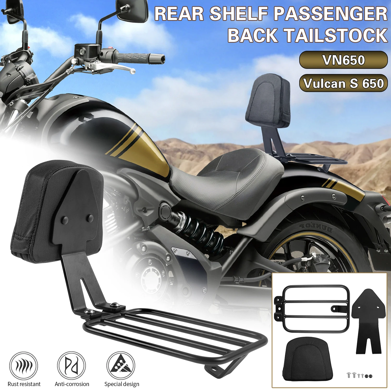 Motorcycle-Accessories-Rear-Luggage-Backrest-Rack-For-Kawasaki-Vulcan-S ...