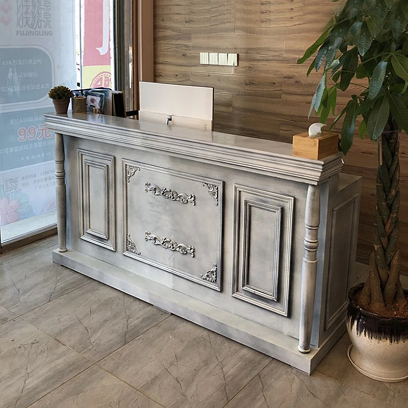 European-Company-Reception-Desks-Retro-Wooden-Bar-Counter-Cash-Register ...