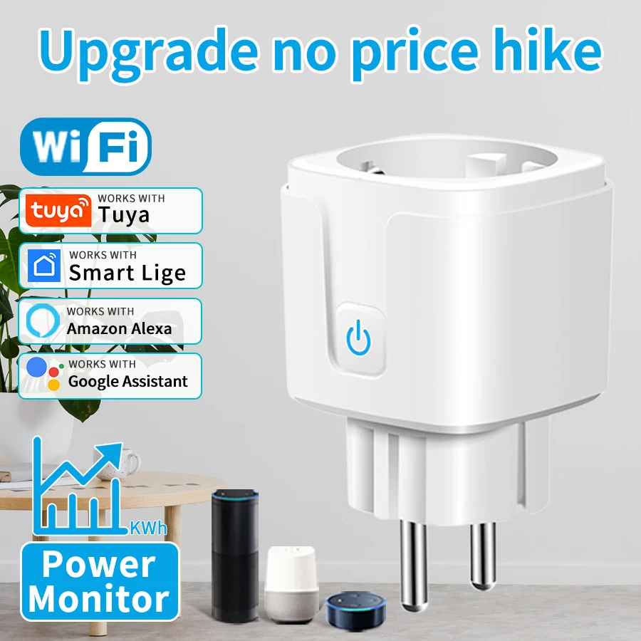 Tuya WIFI Smart Socket EU 16A 100-240V Wifi Smart Plug With Power ...