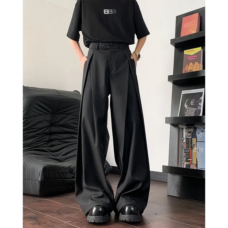 Men's Casual Trousers American High-End Loose Wide Leg Pants Drapey ...