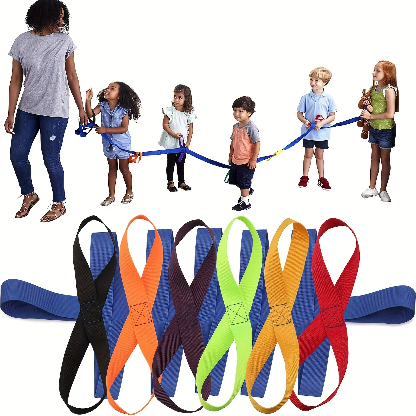 Children-Safety-Walking-Rope-with-12-Colorful-Handles-Outdoor-Safety ...