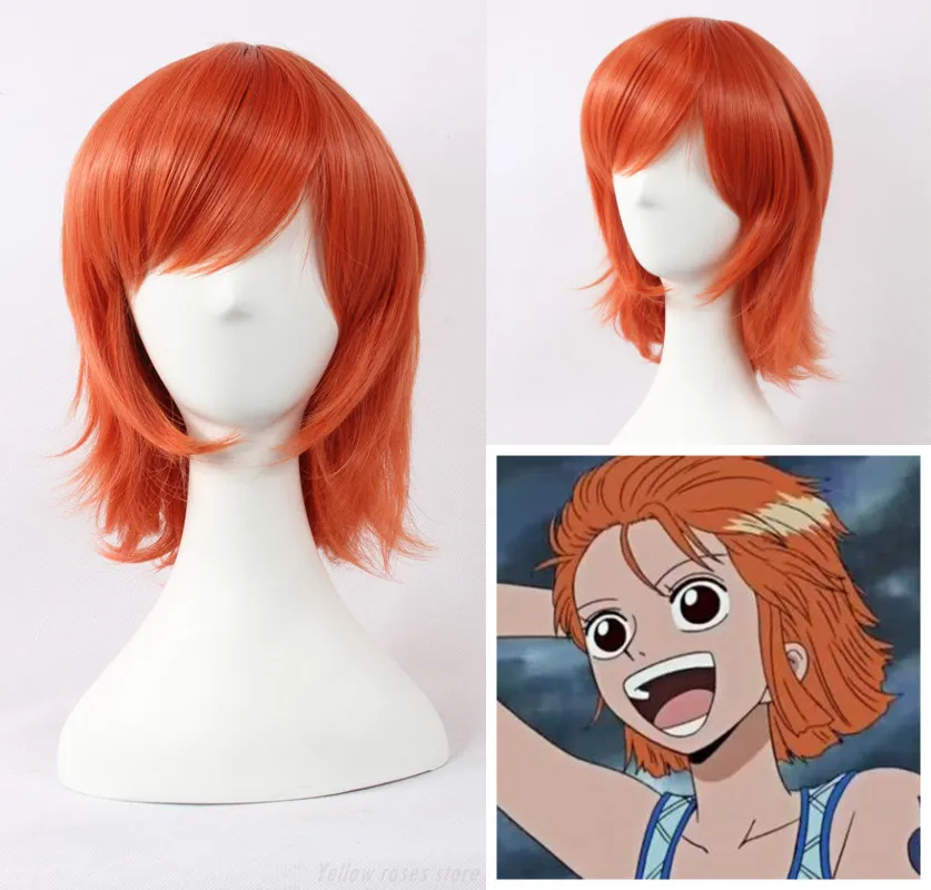 Anime-japon-s-Nami-Cosplay-Peruca-para-Mulheres-Cabelo-Curto-Laranja ...