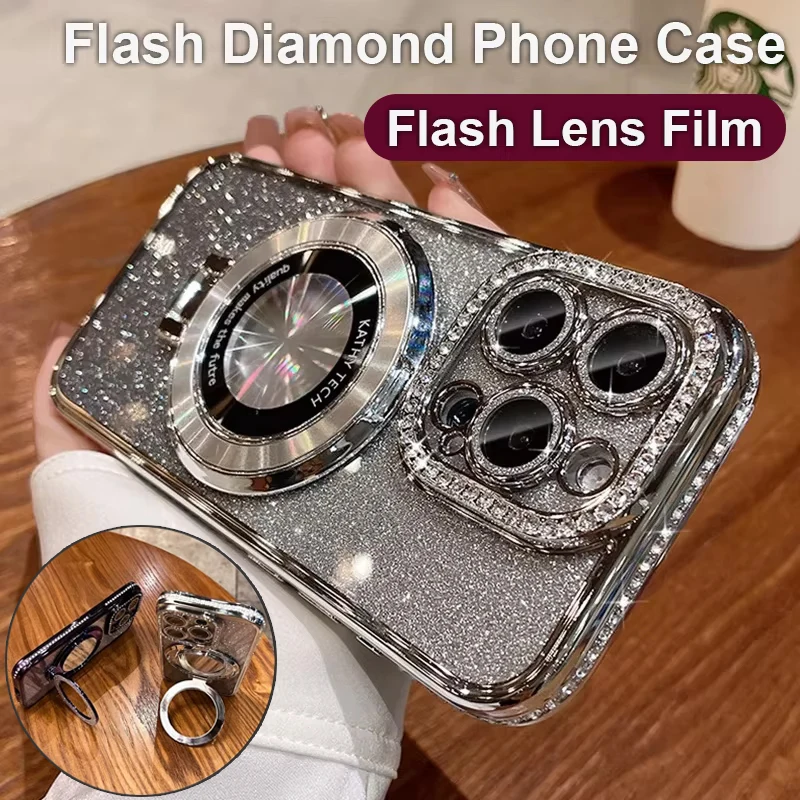 Luxury-Plating-Stand-Holder-Glitter-Diamond-Case-For-iPhone-16-ProMax ...