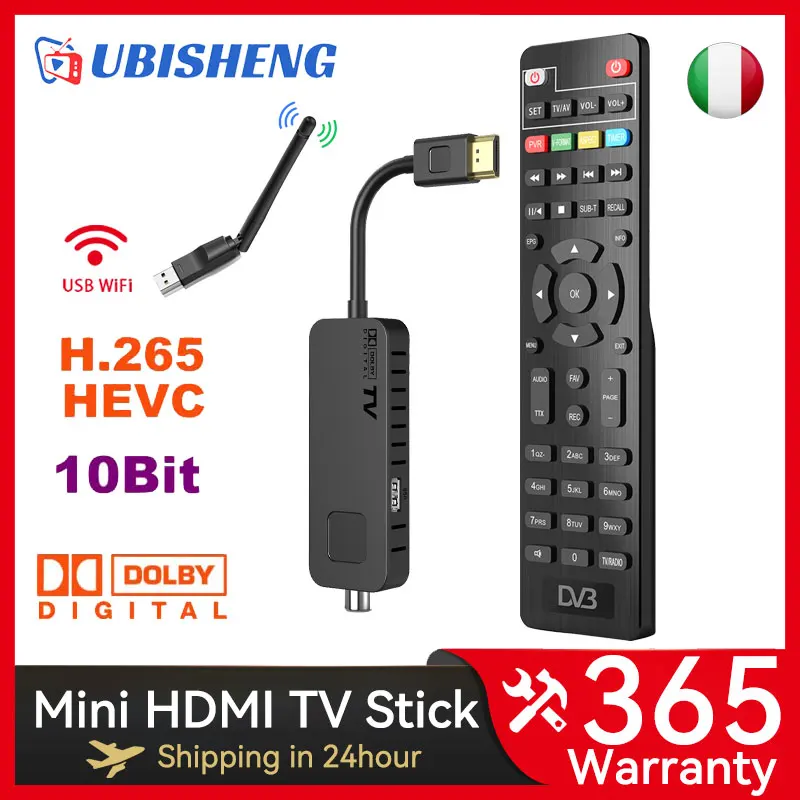 UBISHENG Mini HDMI TV Stick DVB T2 4K Decoder H.264 H.265 Digital ...