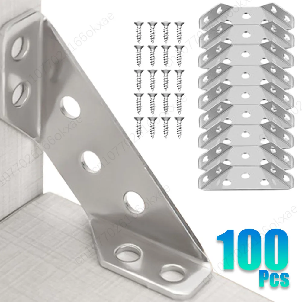 1-100PCS-Corner-Brackets-Stainless-Steel-Furniture-Angle-Shelf ...