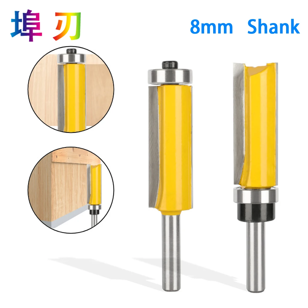 1Pc 8mm Flush Trim Pattern Router Bit Top & Bottom Bearing Bits Milling ...