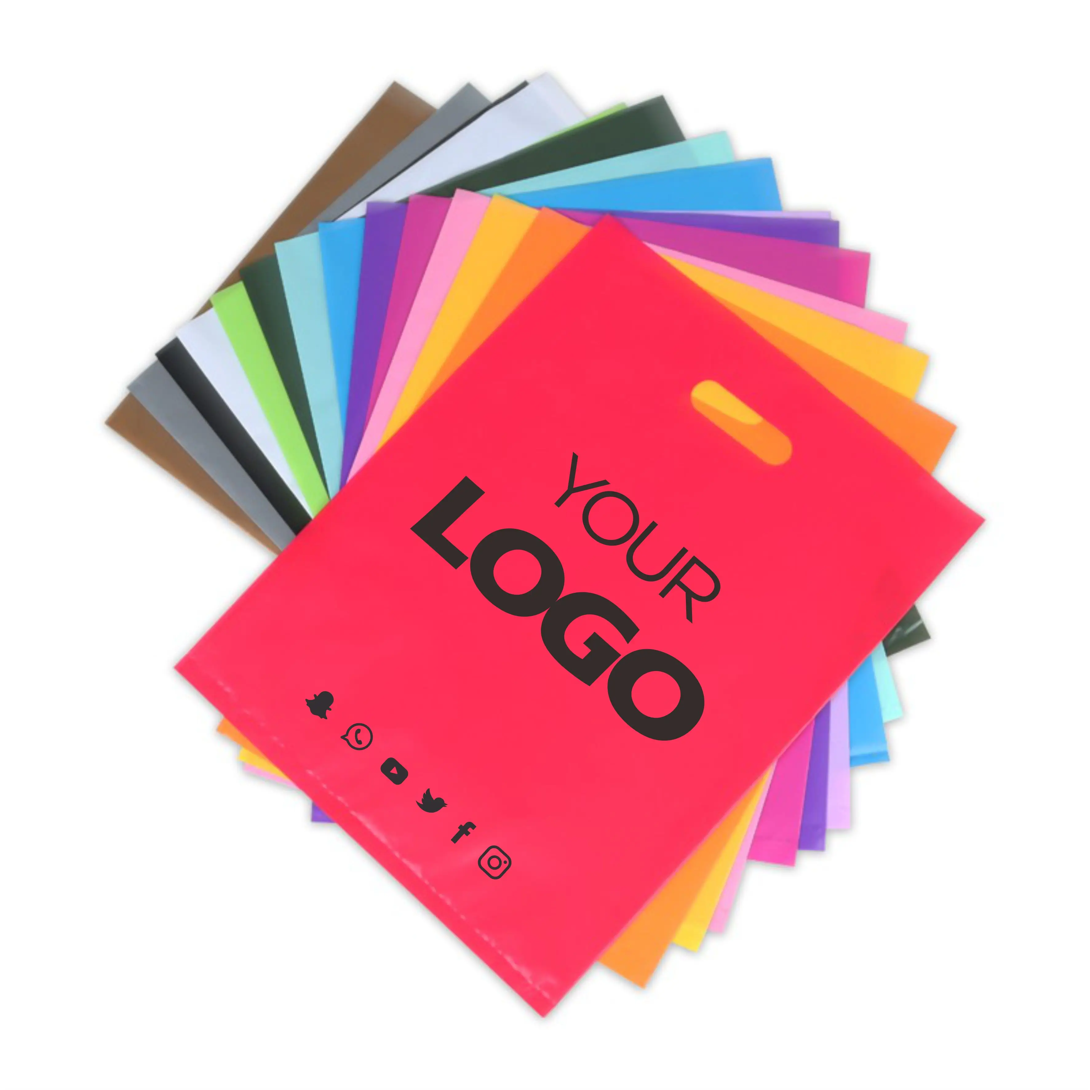 Customized printing color punched plastic bags, gift bags, jewelry ...
