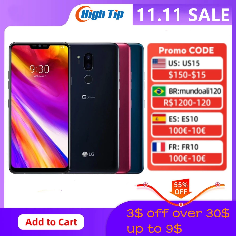 Unlocked Lg G7 Thinq G710n /g710vm 4gb+64gb Snapdragon 845 4g Lte Android Octa Core Rear Camera ...