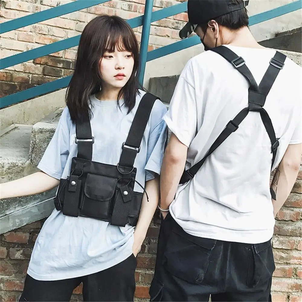 Women-Men-Outdoor-Bags-Fashion-Chest-Rig-Bag-Black-Vest-Streetwear-Bag ...