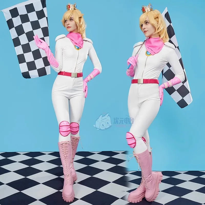 Anime-Princess-Peach-Cosplay-Costume-Women-Sexy-Leather-Uniforms-Tops ...