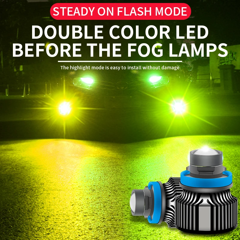Flash-dual-color-Laser-led-headlight-Lemon-greeen-color-h7-h11-9005 ...