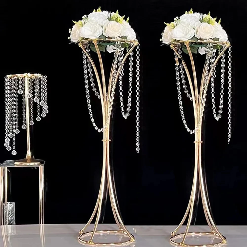 Gold-Metal-Flower-Stand-T-Road-Lead-Wedding-Centerpiece-Flowers-Rack ...