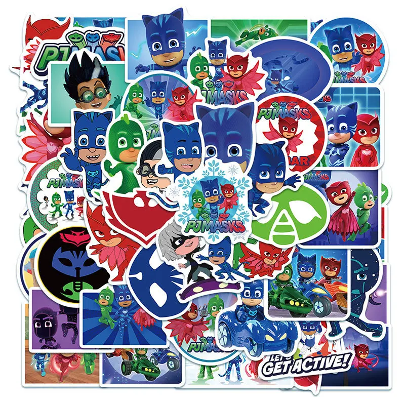 50pcs PJ Masks Cartoon Stickers Waterproof No Repeating Cartoon ...