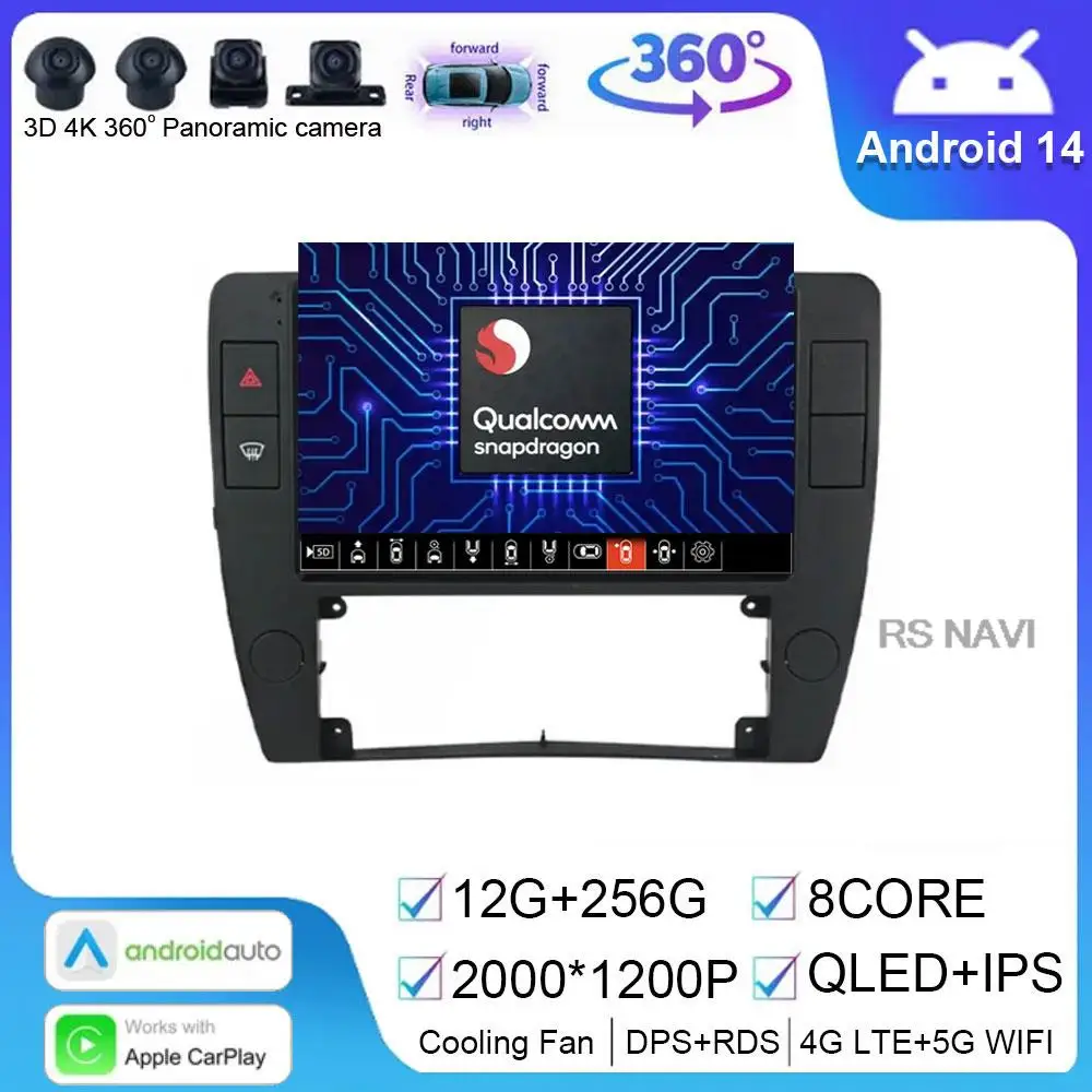 Android 14 For Volkswagen VW Passat B5 2000 - 2005 Multimedia Head Unit ...