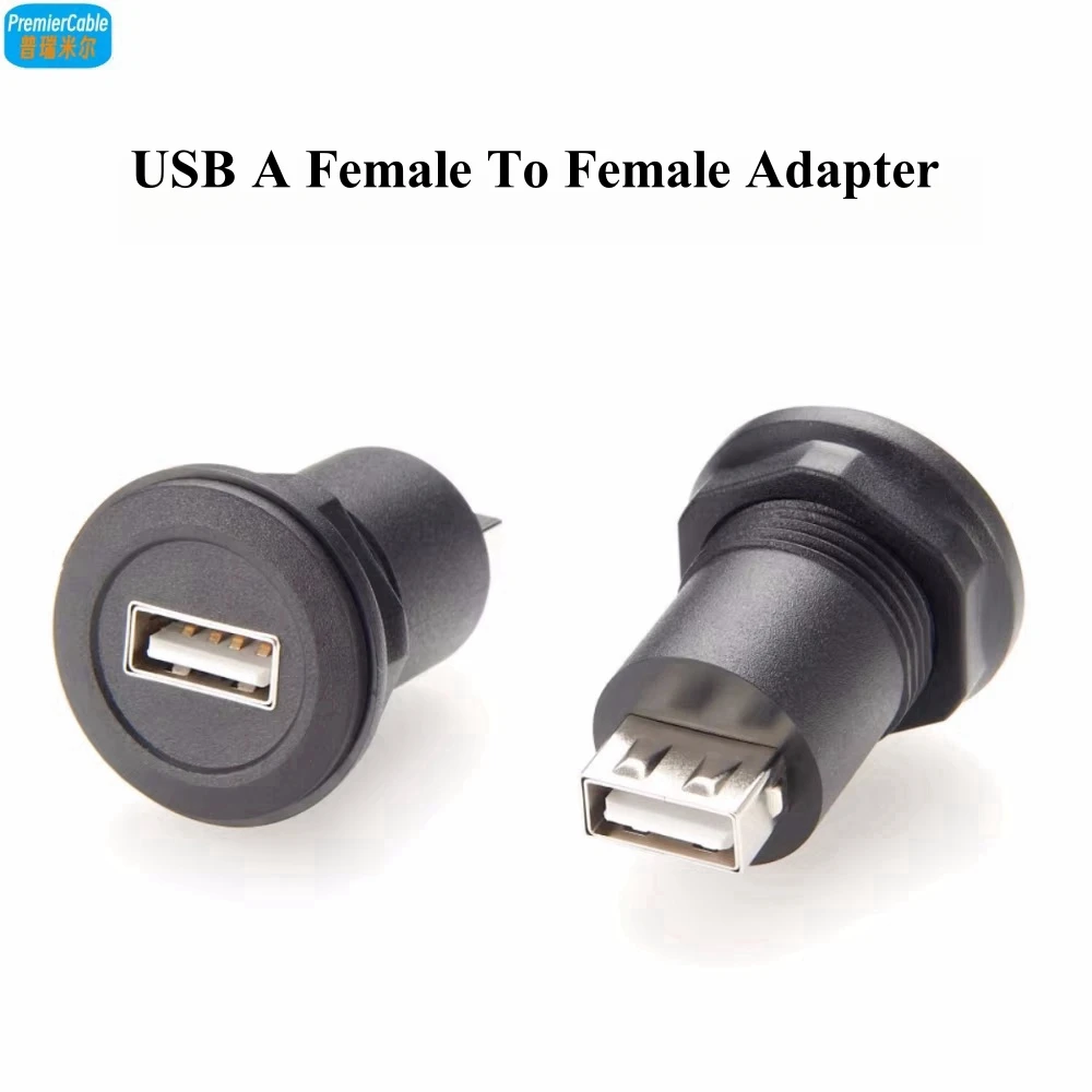 USB 2.0 A Female to Female Connector Round Flush Panel Mount 480Mbps ...