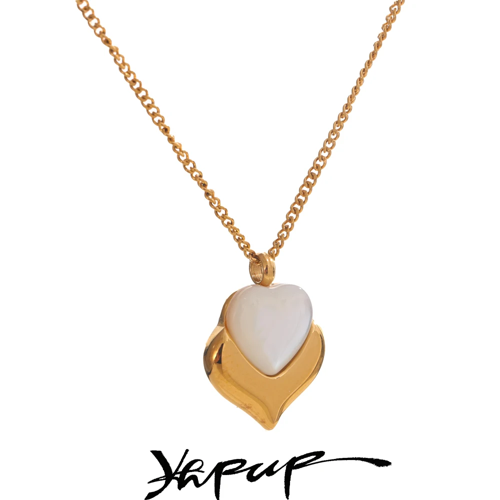 Yhpup-Natural-Shell-Cora-o-Amor-Colar-de-Pingente-Elegante-A-o-Inoxid ...