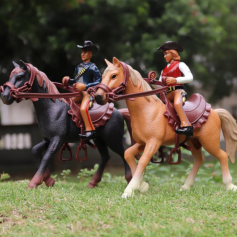 Simulation Animal Horse Racing Model Riding Horse Action Figures Knight ...
