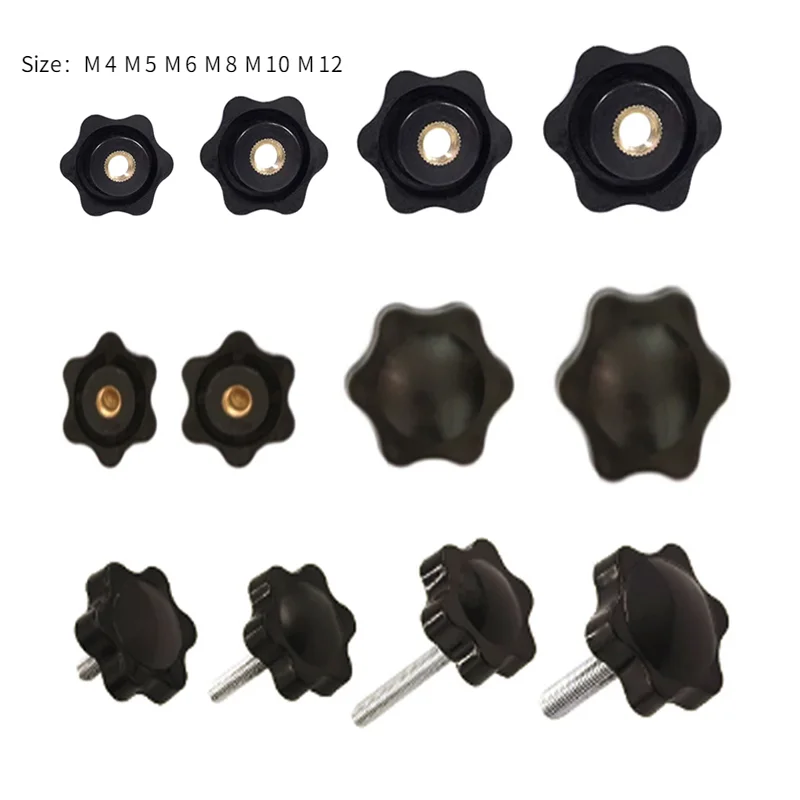 5Pcs M4 M5 M6 M8 M10 M12 Plum Bakelite Hand Tighten Nuts Screw Black ...