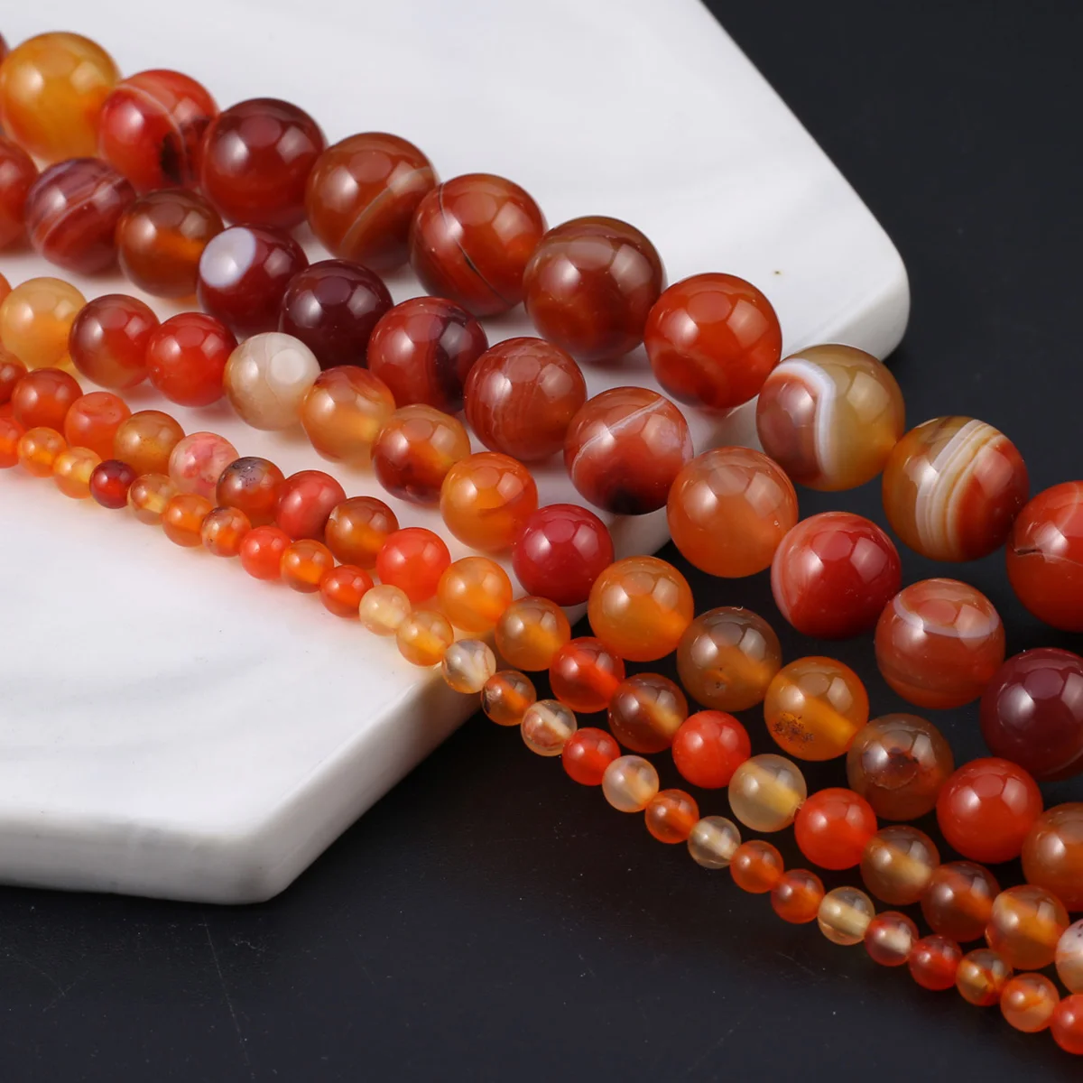 Natural-Stone-Gemstone-Beaded-Round-Red-Striped-Agate-Spaced-Loose ...