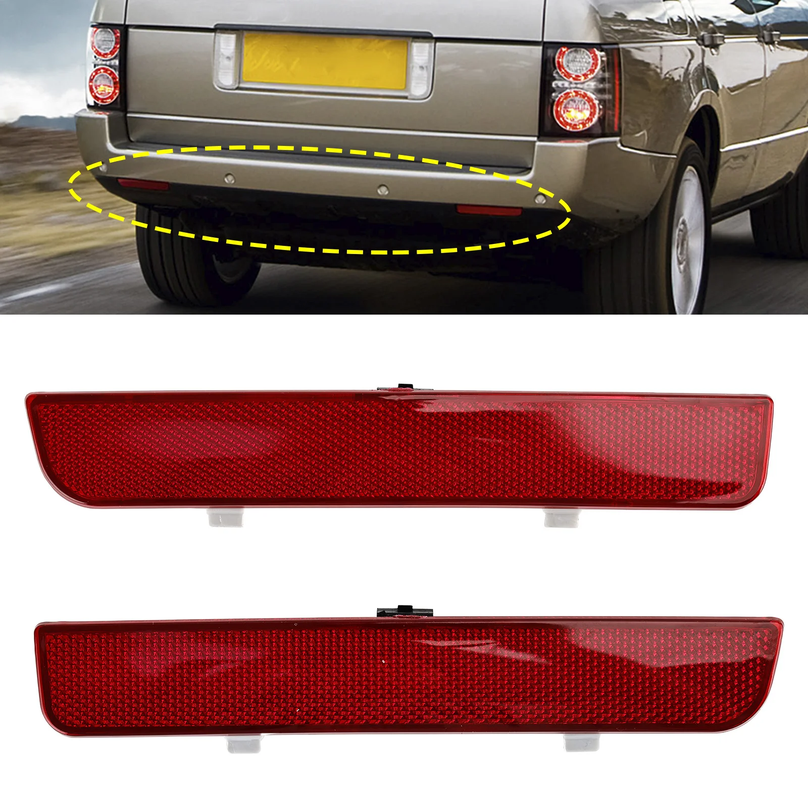 Areyourshop-2x-Red-Rear-Bumper-Reflector-Stop-Brake-Light-For-Range ...