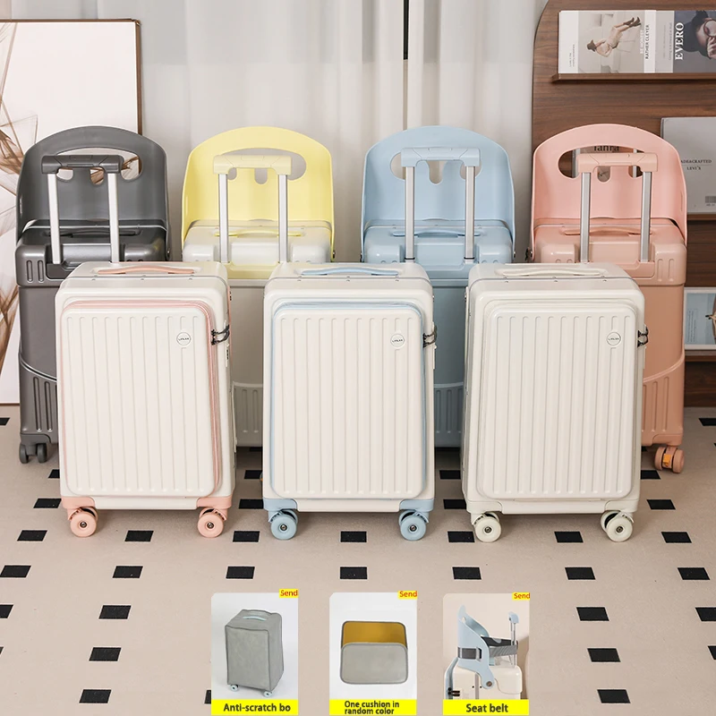 Front-Opening Suitcase, Multifunctional Travel Suitcase with Safety ...
