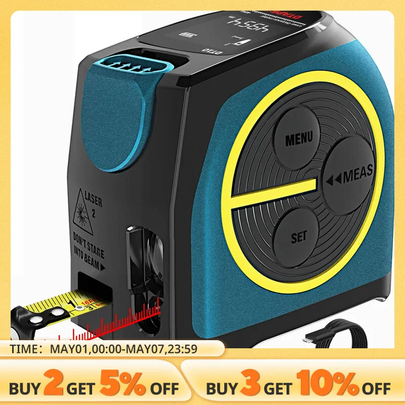 MILESEEY-2-in-1-Laser-Tape-Measure-DT10-Rechargeable-Tape-Measure-5m ...