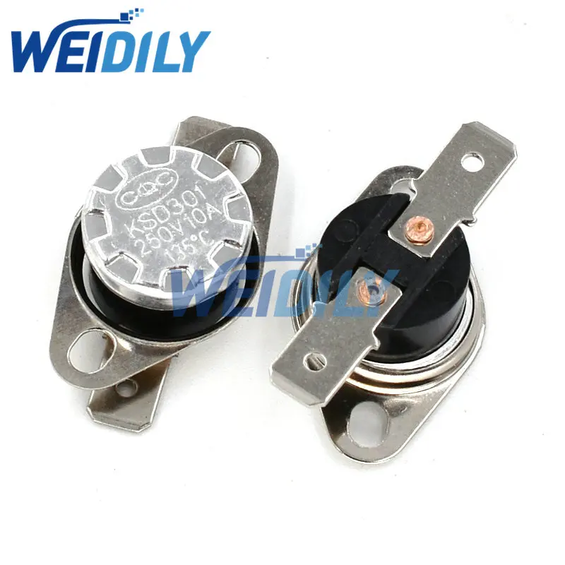 2PCS-KSD301-135-Degree-250V-10A-Normal-Close-Temperature-Controlled ...