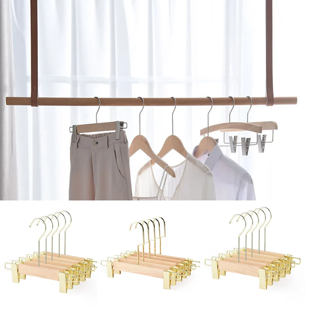 10pcs-Wood-Clothes-Hanger-with-Metal-Clips-Non-Slip-Clothing-Hanging ...