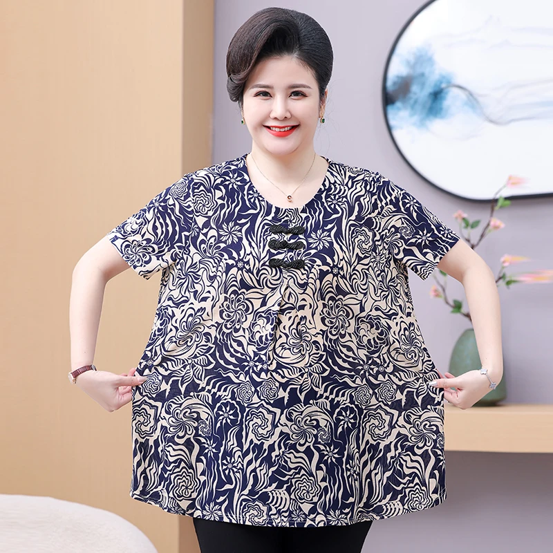 Middle Aged Elderly Women's Clothing Plus Size Summer Vintage Floral ...