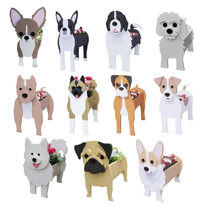 Garden Flower Pot Dog Shape Planter Shiba inu Mastiff Cain Terrier ...