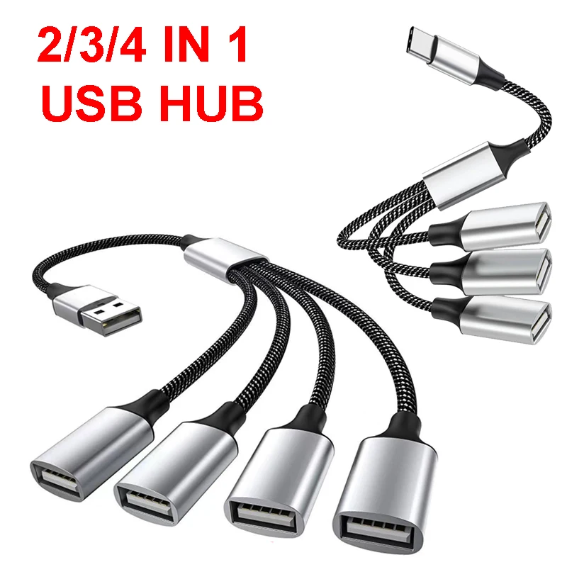 5VUSB Hub Extensions 4 Port Type C Hub USB Splitter Data Transmission ...